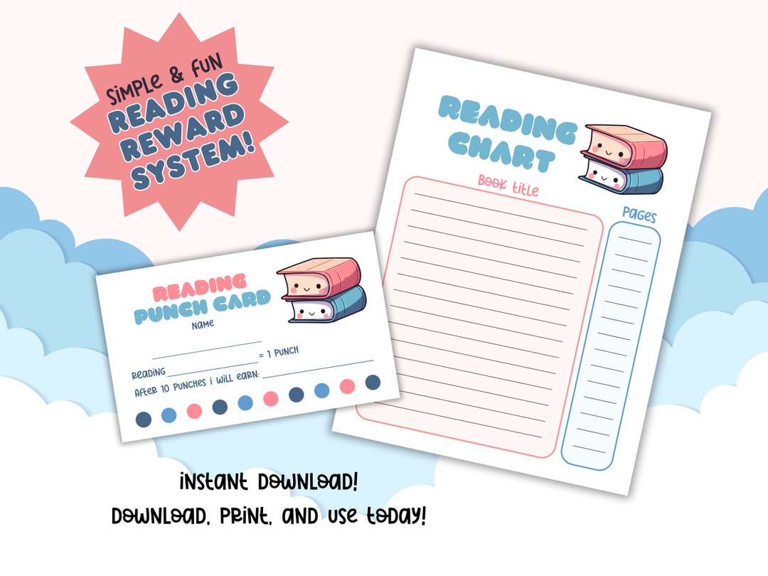 Cute Reading Punch Card, Reading Log, Download and Print Today, Library ...
