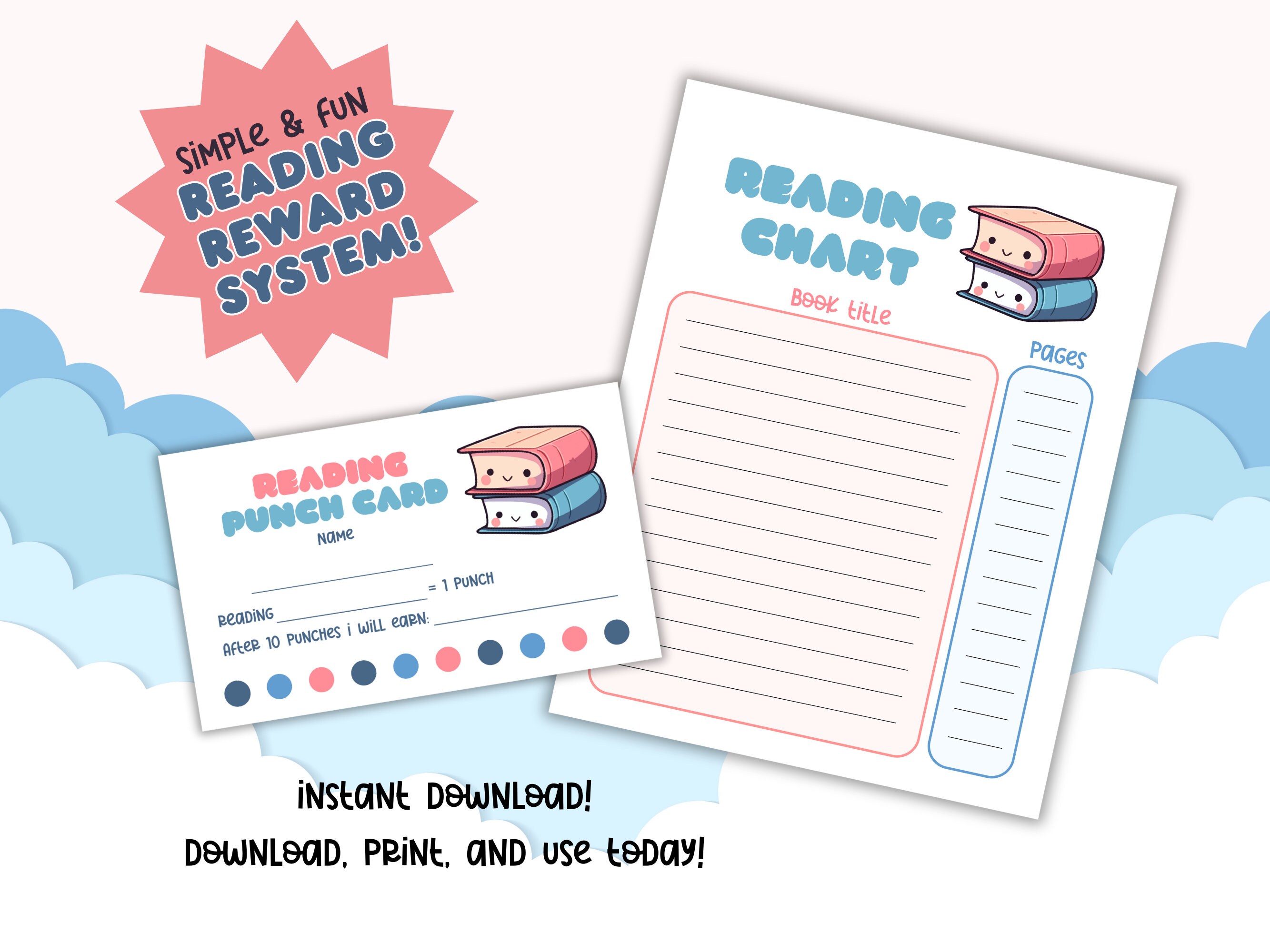 Printable Reading Punch Card, Reading Log, Classroom Reward System ...