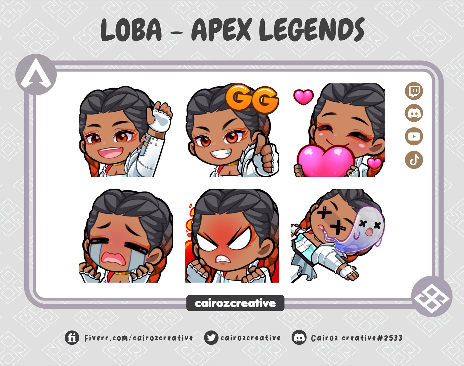 Chibi Loba Apex Legends Twitch Emotes Pack, Cute Loba Apex Legends ...