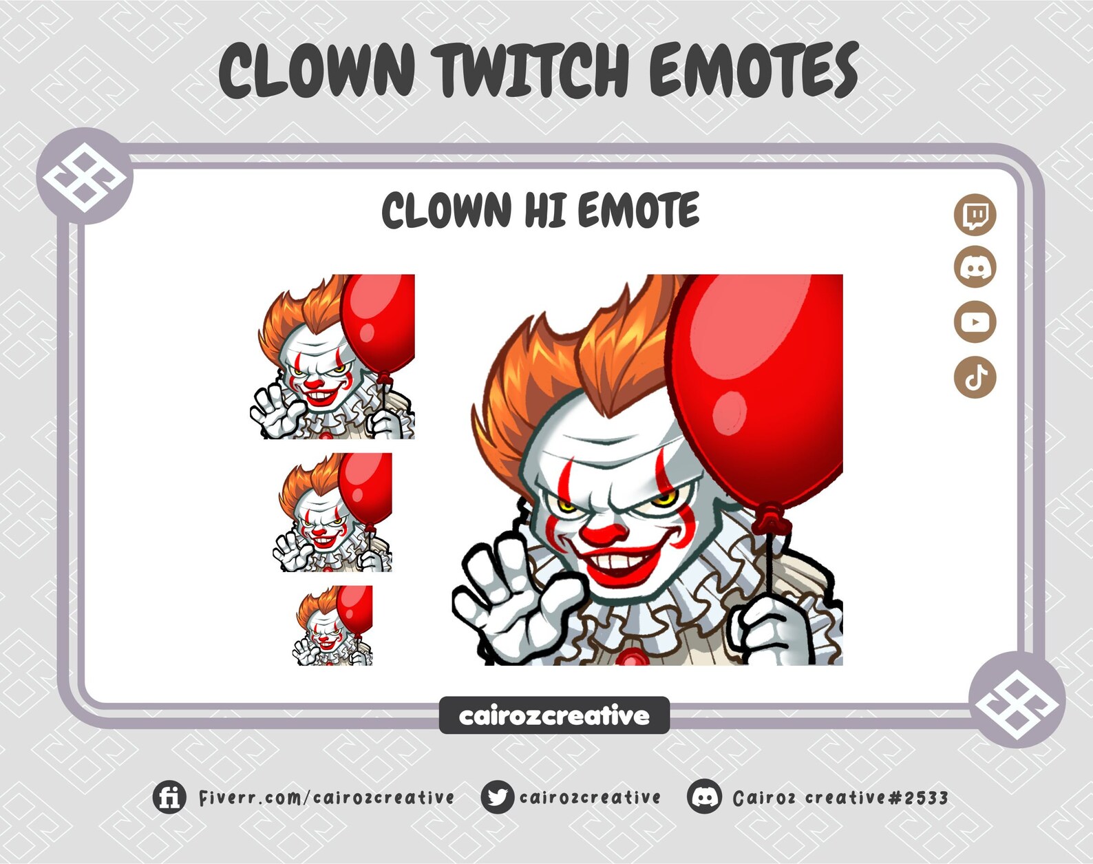 Clown Hi Twitch Emotes, Horror Twitch Emotes, Halloween Spooky Season ...