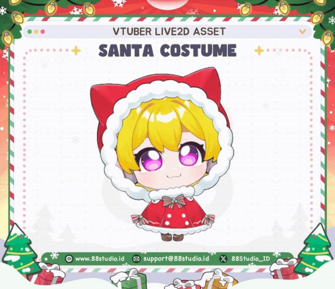 Christmas Santa Costume Chibi Outfit Vtuber Live2d Rigged Asset by 88 ...