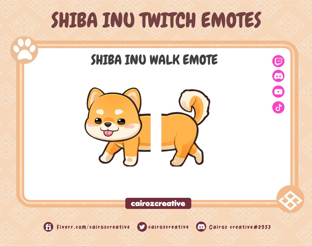 Shiba Inu Walk Twitch Emotes, Cute Chibi Pet Animal Twitch Emote, Doggo ...