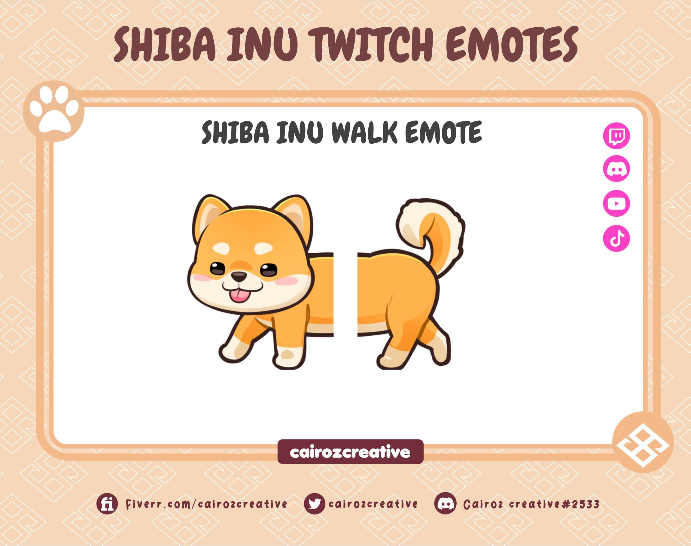 Shiba Inu Walk Twitch Emotes, Cute Chibi Pet Animal Twitch Emote, Doggo ...