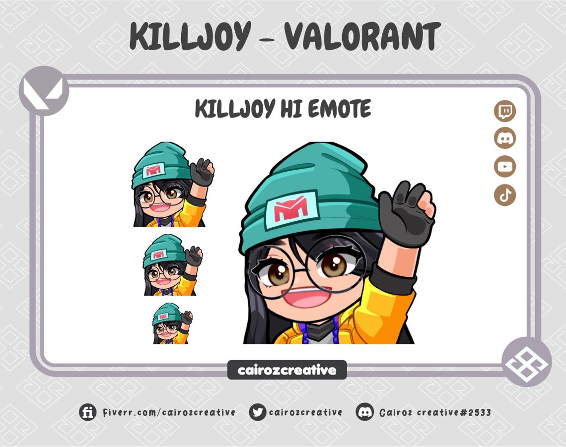Killjoy Hi Emote, Chibi Killjoy Valorant Wave Hand Twitch Emotes, Cute ...