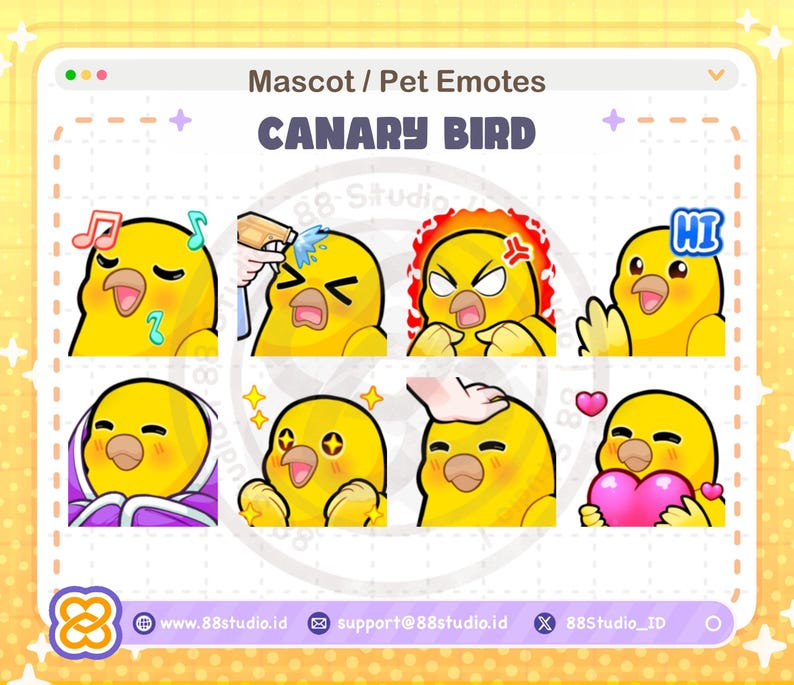 Canary Emotes - Bird Mascot Pet Emotes Regular / Static Emotes for ...