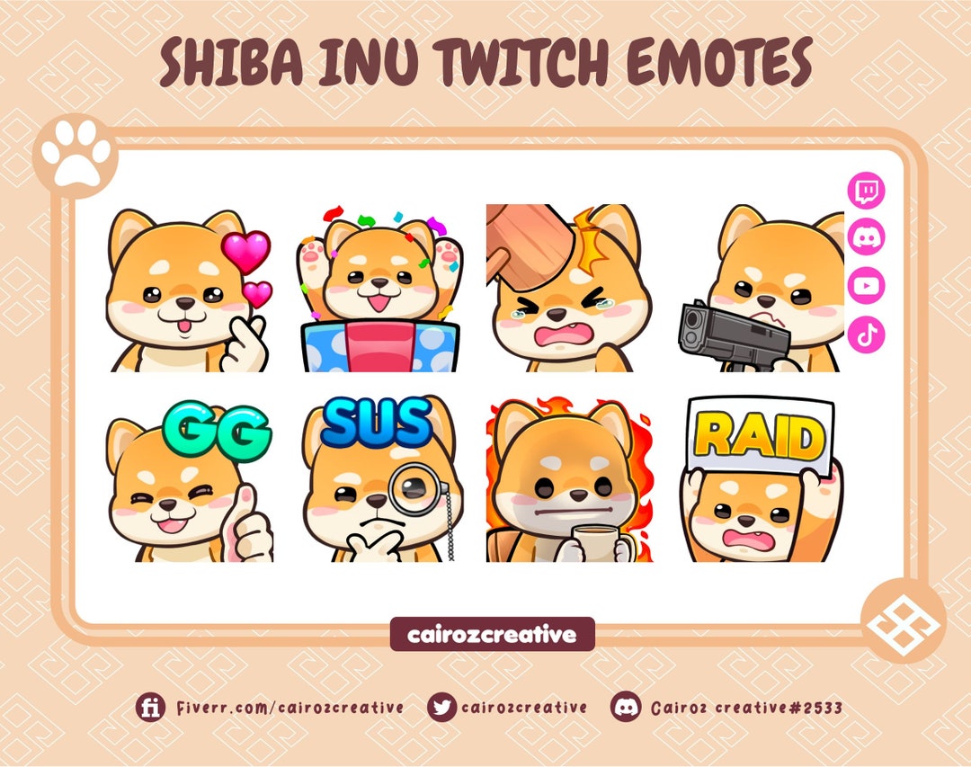 8x Shiba Inu Twitch Emotes, Cute Chibi Pet Animal Twitch Emotes, Doggo ...