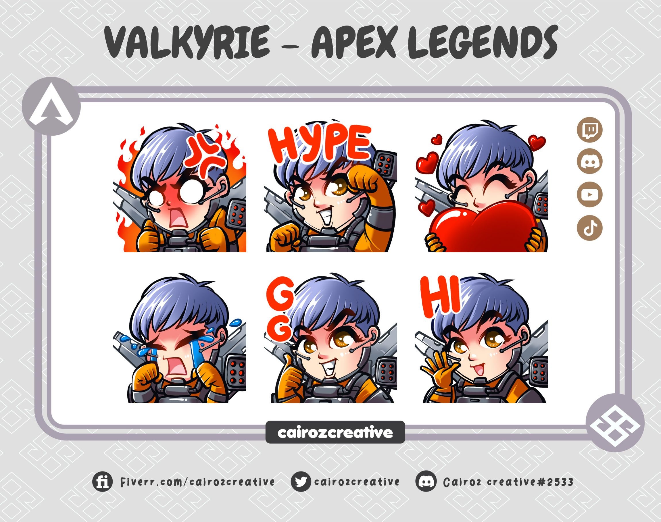 Valkyrie Apex Legends Twitch Emotes Pack Chibi Valkyrie Apex Legends Twitch Emotes Twitch