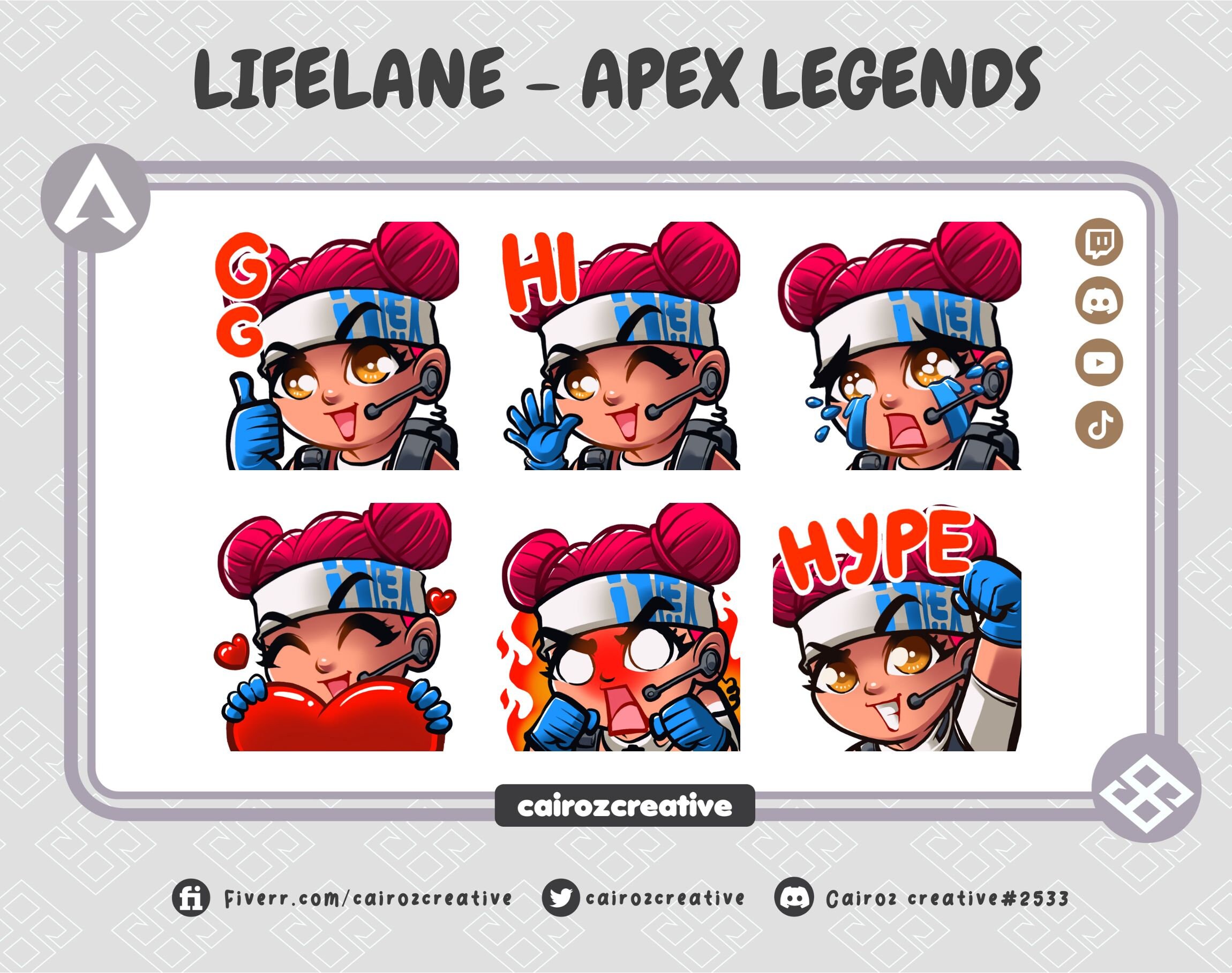 Lifelane Apex Legends Twitch Emotes Pack, Chibi Lifelane Apex Legends ...