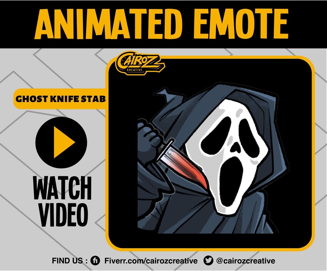 Animated Ghost Scream Stab Knife Twitch Emotes, Horror, Halloween ...