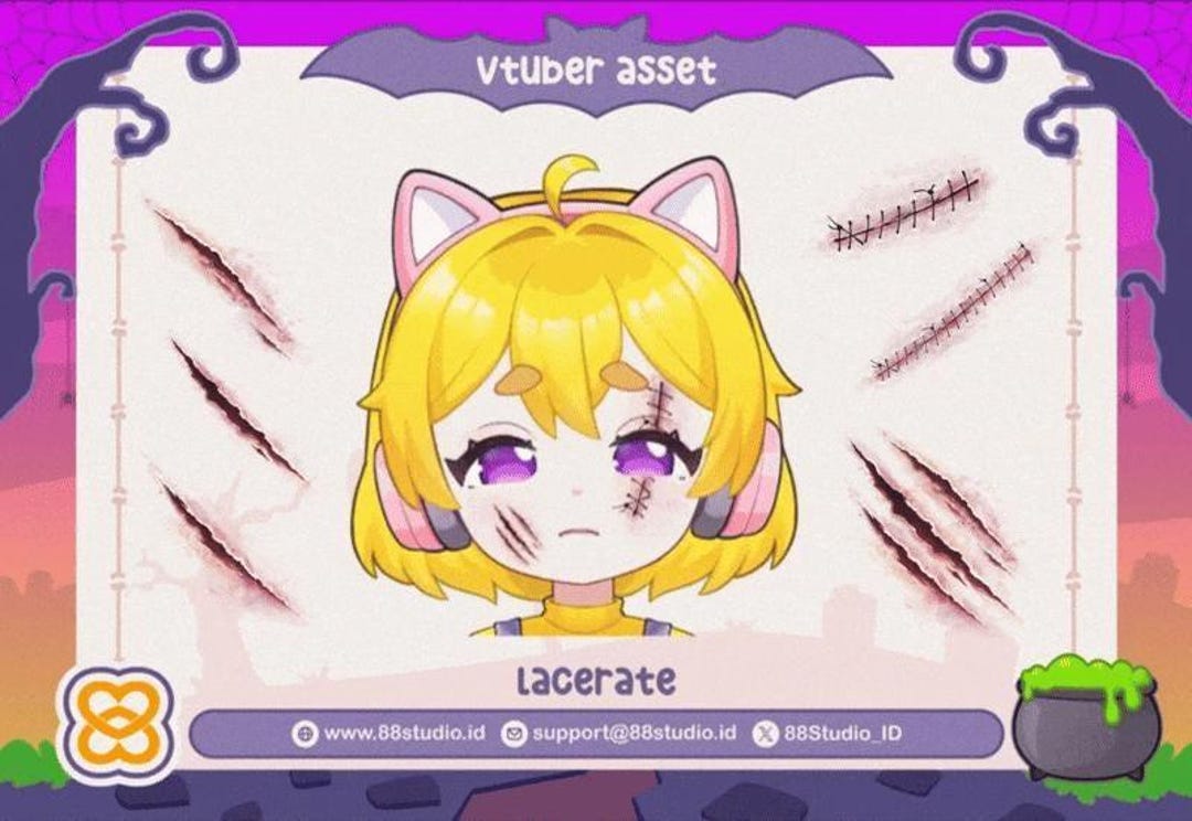 Lacerate & Scar Halloween Assets Live2d Vtuber Assets Toggle Item by 88 ...