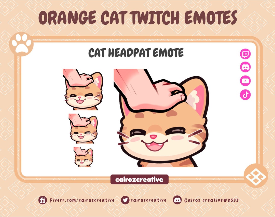 Headpat Orange Cat Twitch Emotes, Cute Chibi Cat Twitch Emotes, Cute ...