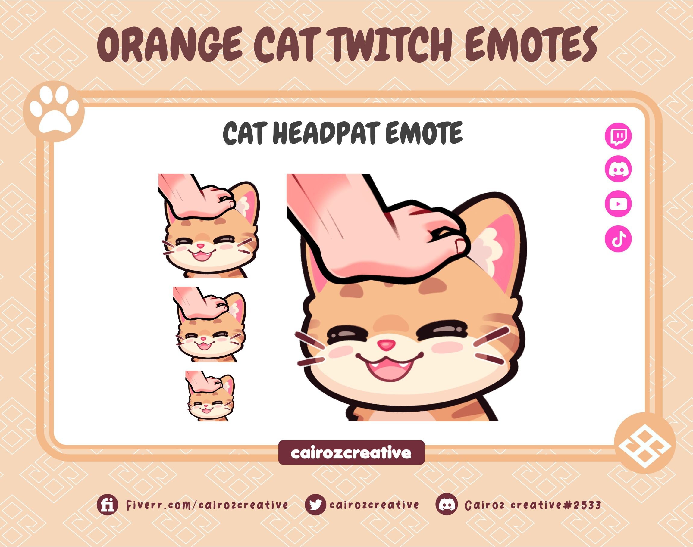 Headpat Orange Cat Twitch Emotes, Cute Chibi Cat Twitch Emotes, Cute ...