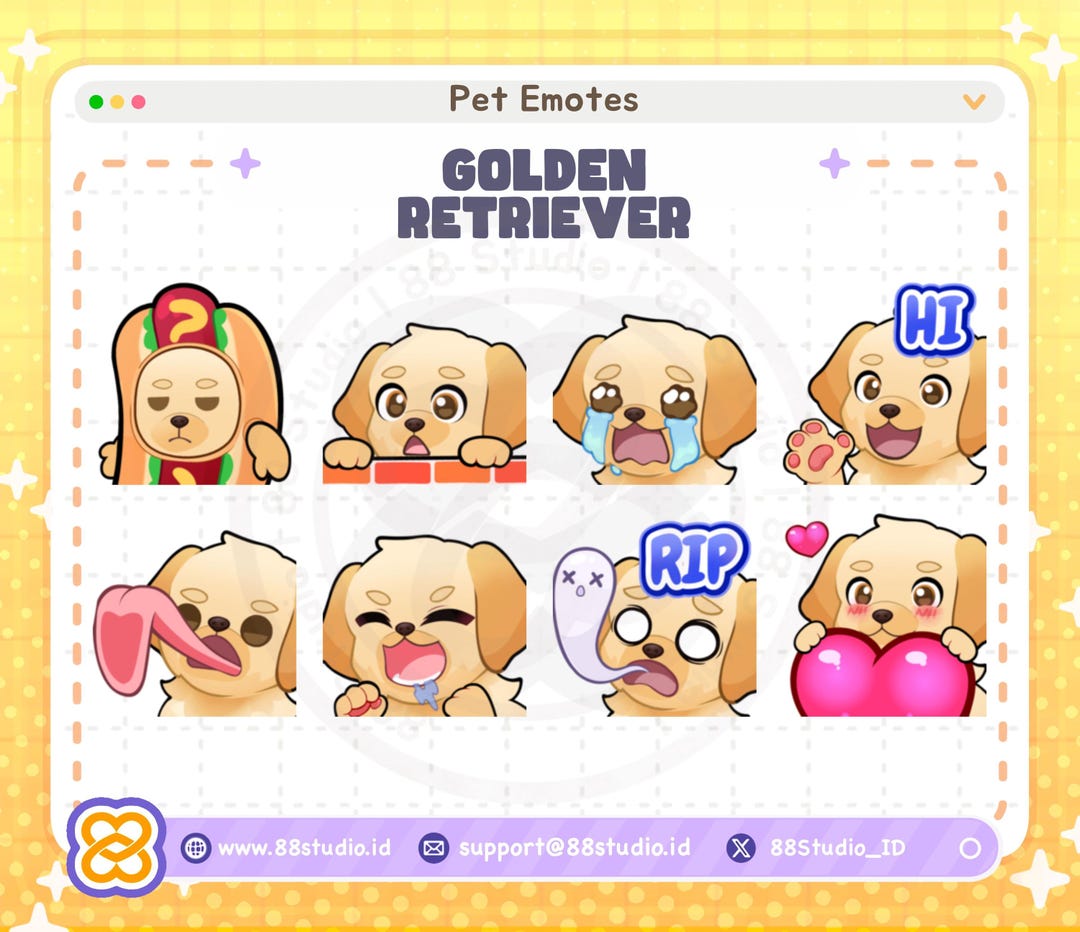 Golden Retriever Emotes - Mascot Emotes Regular / Static Pet Twitch ...