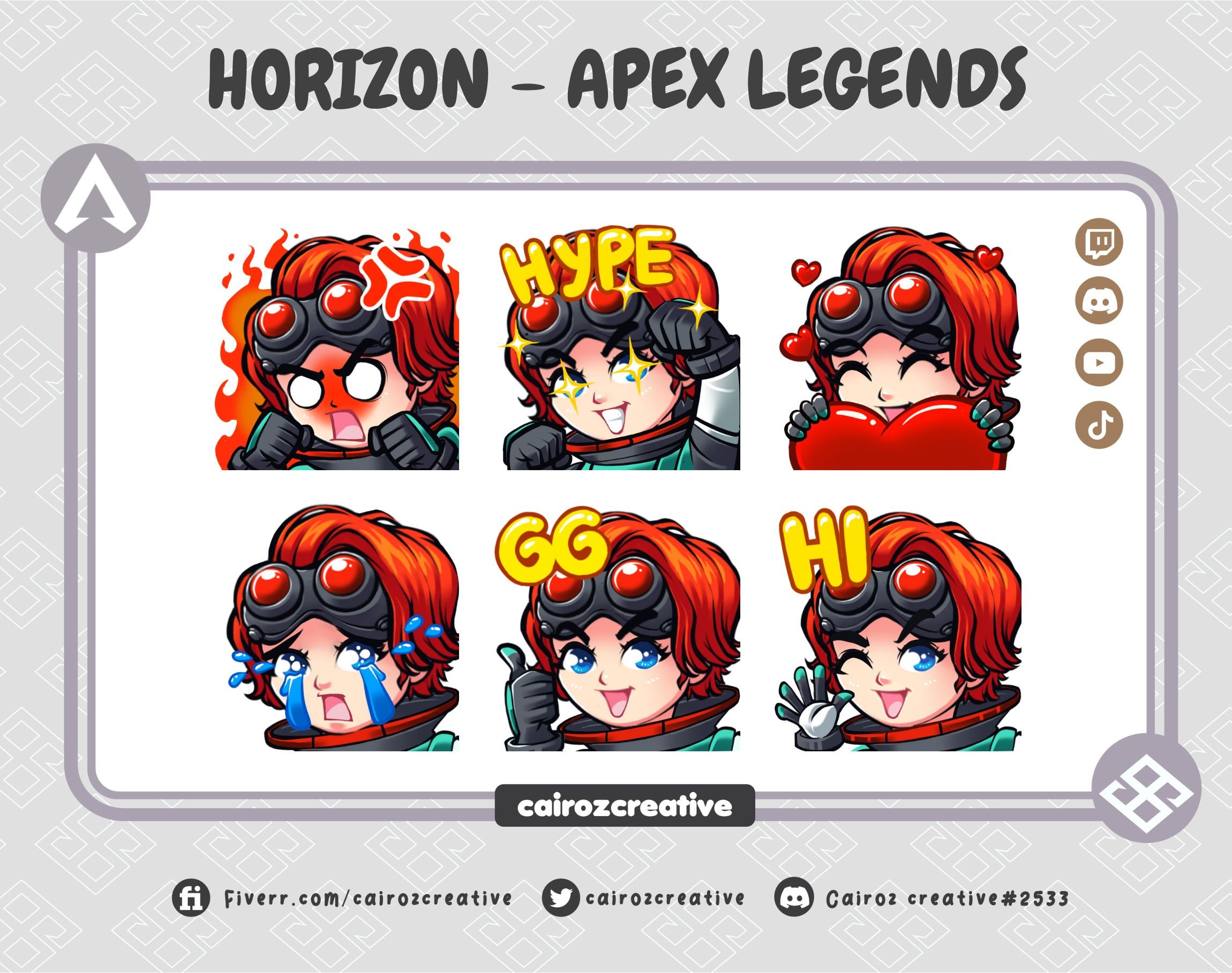 Horizon Apex Legends Twitch Emotes Pack, Chibi Horizon Apex Legends ...