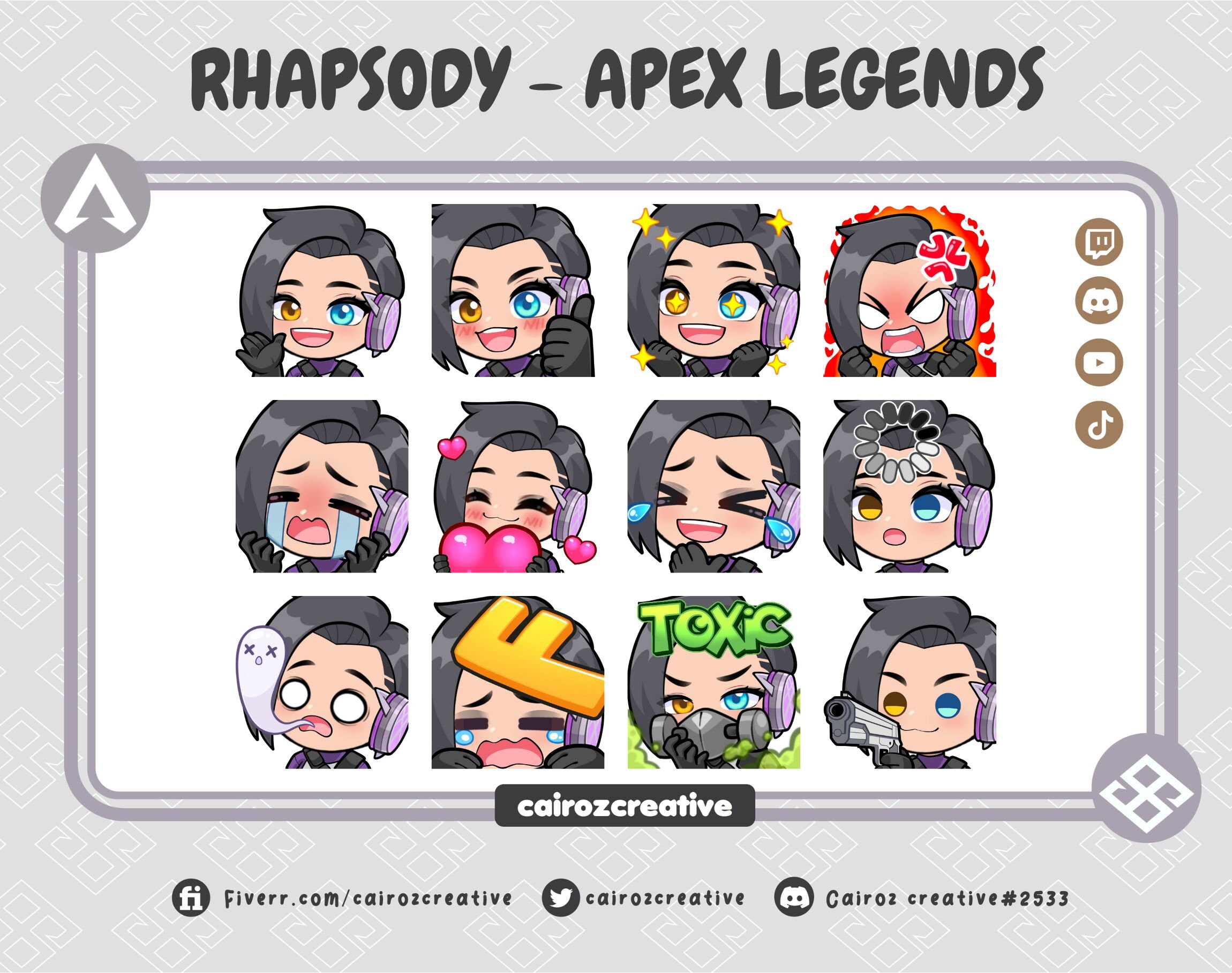 Rhapsody Apex Legends Twitch Emotes Pack, Chibi Rhapsody Apex Legends ...