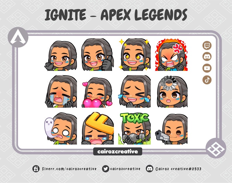 Ignite Apex Legends Twitch Emotes Pack, Chibi Ignite Apex Legends ...