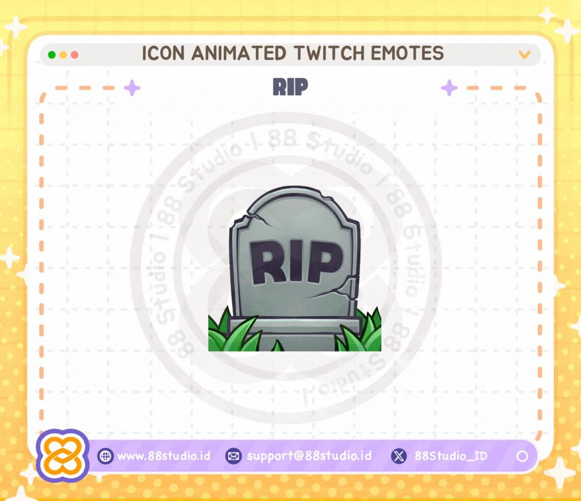 Animated RIP Tombstone Twitch Emotes: Chibi Ghost Emoji (digital ...