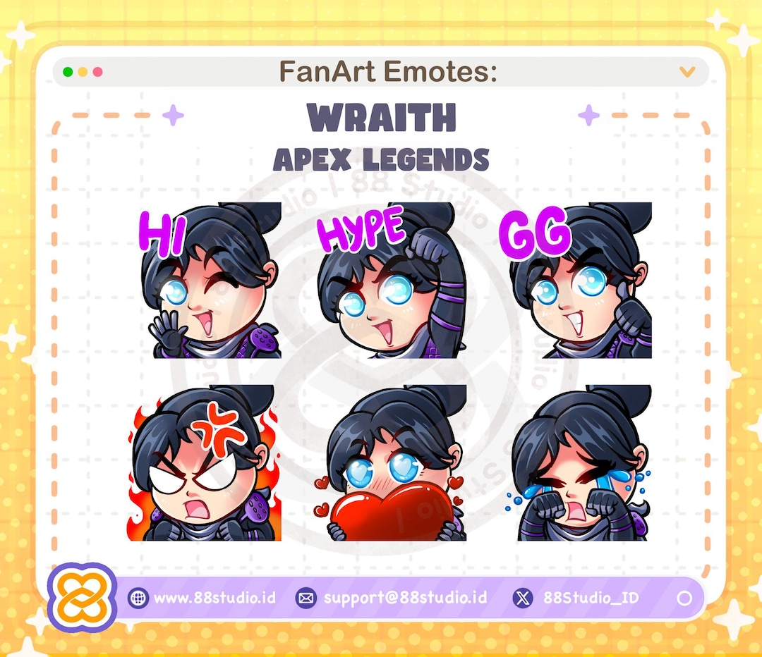 Chibi Wraith Apex Legends Twitch Emotes - 6 Emotes Packs by 88 Studio ...