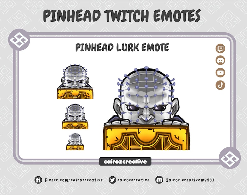 Pinhead Lurk Twitch Emotes, Horror Twitch Emotes, Halloween Spooky ...