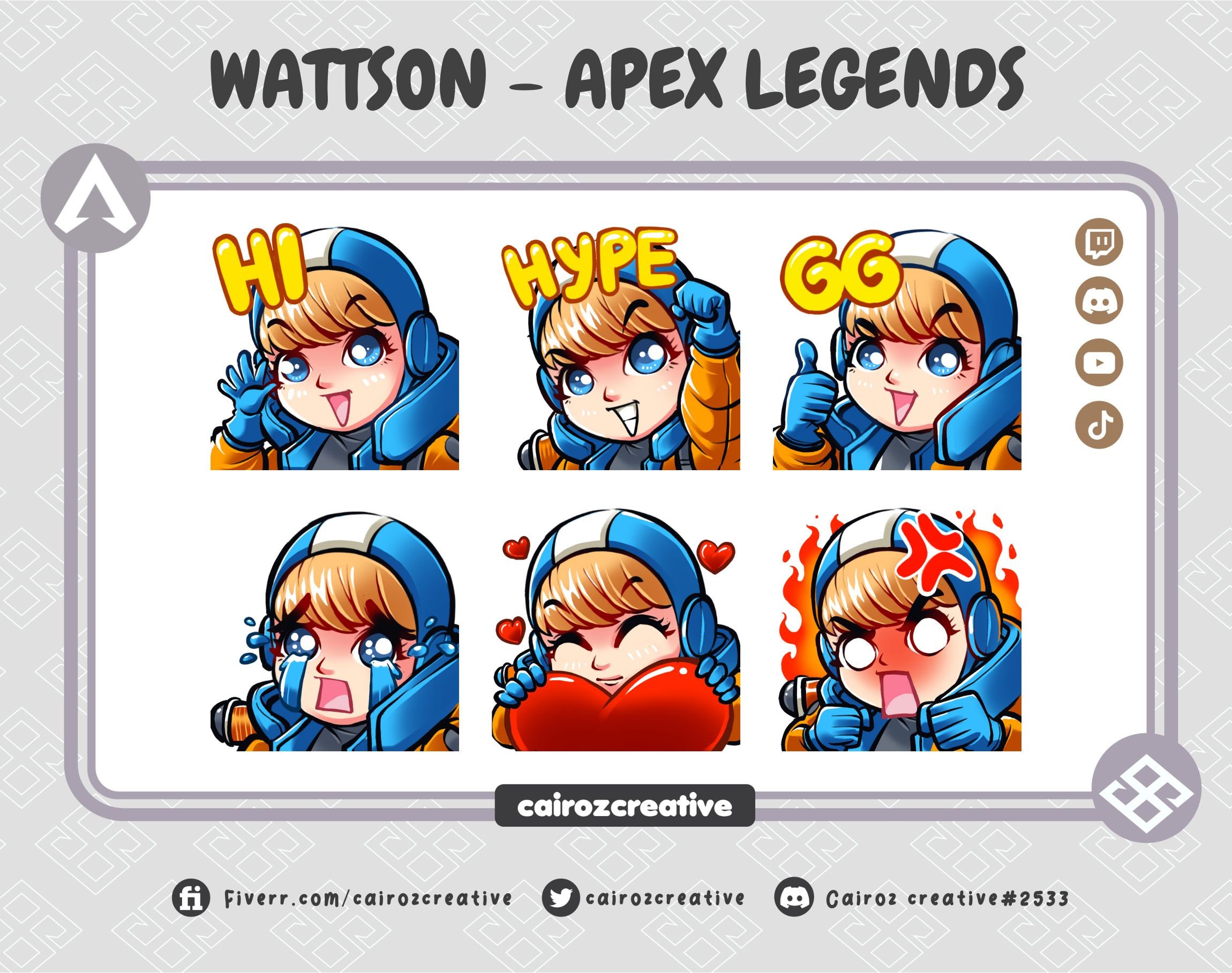 Wattson Apex Legends Twitch Emotes Pack, Chibi Wattson Apex Legends ...