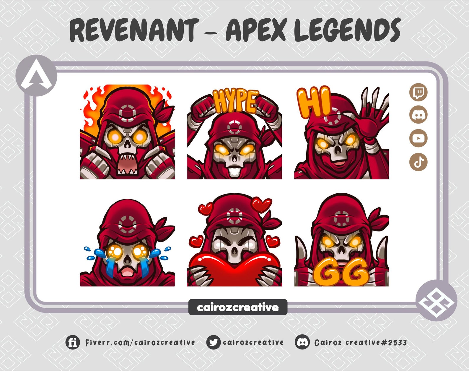 Revenant Apex Legends Twitch Emotes Pack, Chibi Revenant Apex Legends ...
