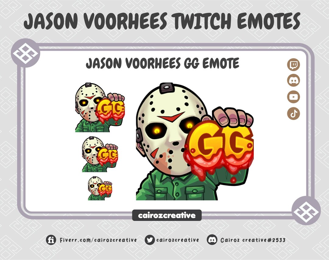 Jason Voorhees GG Twitch Emotes, Horror Twitch Emotes, Spooky Halloween ...