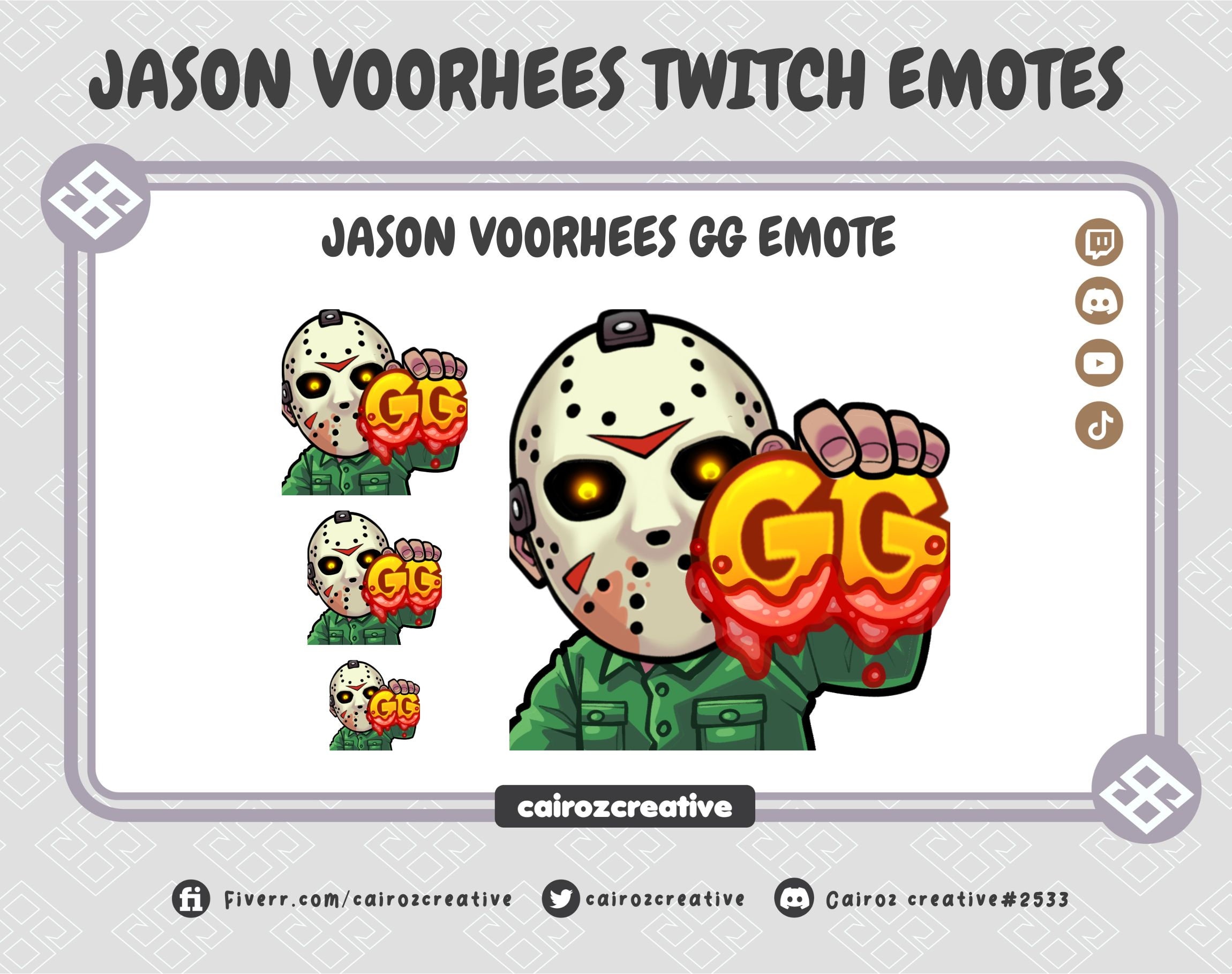 Jason Voorhees GG Twitch Emotes, Horror Twitch Emotes, Spooky Halloween ...