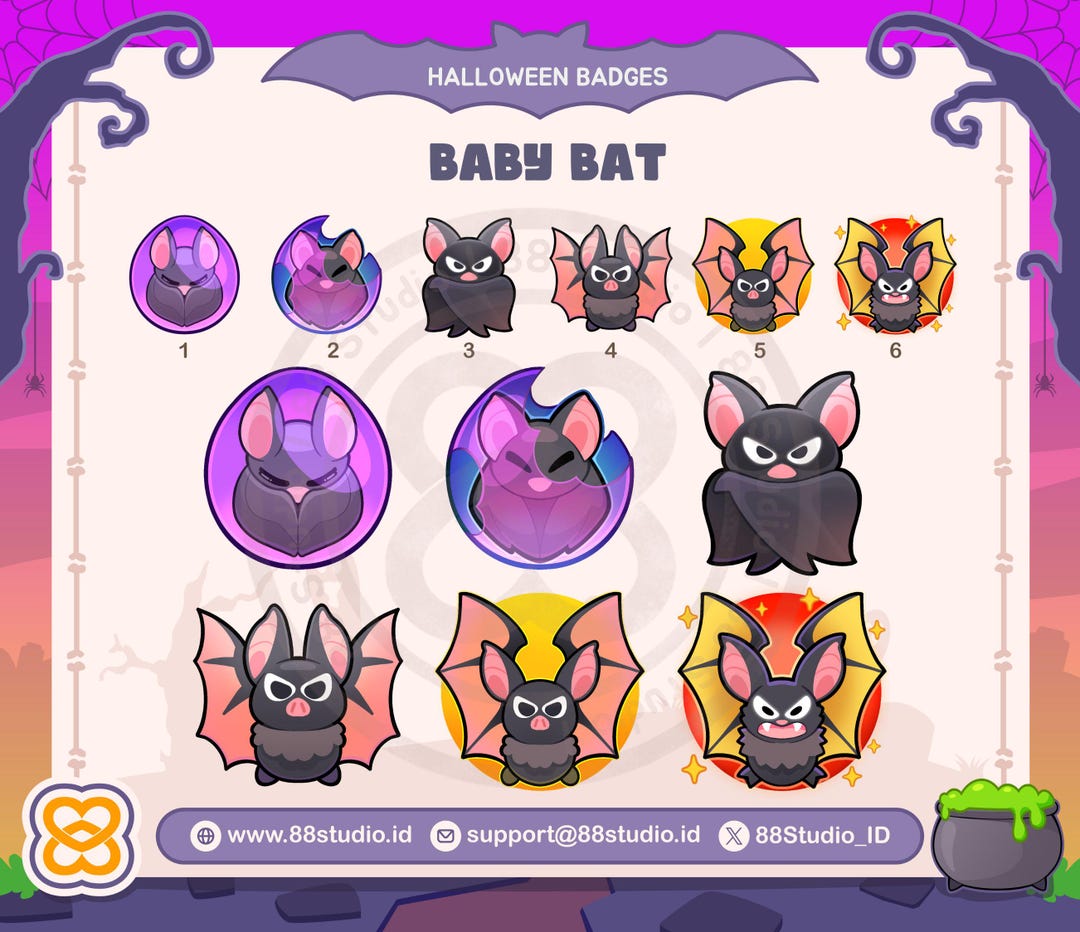 Baby Bat Sub Badges Trick or Treat for Twitch, Discord, Youtube by 88 ...