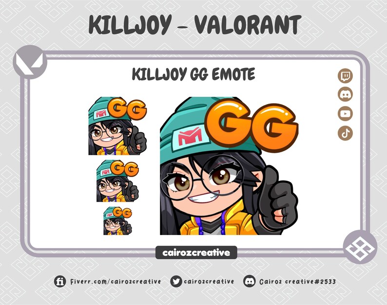 Killjoy Valorant GG Twitch Emote, Chibi Killjoy Valorant Twitch Emotes ...