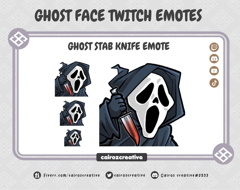 Ghost Face Stab Knife Twitch Emotes, Horror Emotes, Spooky Halloween ...