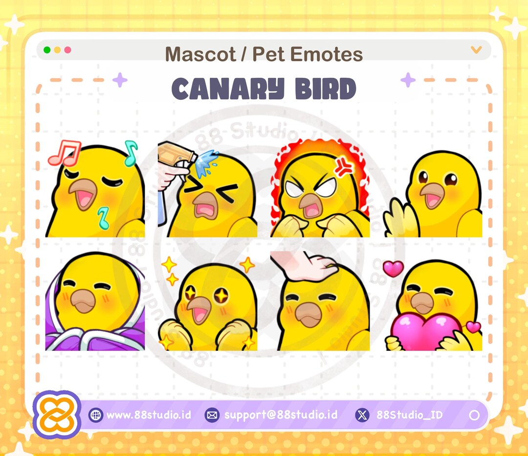 Canary Emotes - Bird Mascot Pet Emotes Regular / Static Emotes for ...