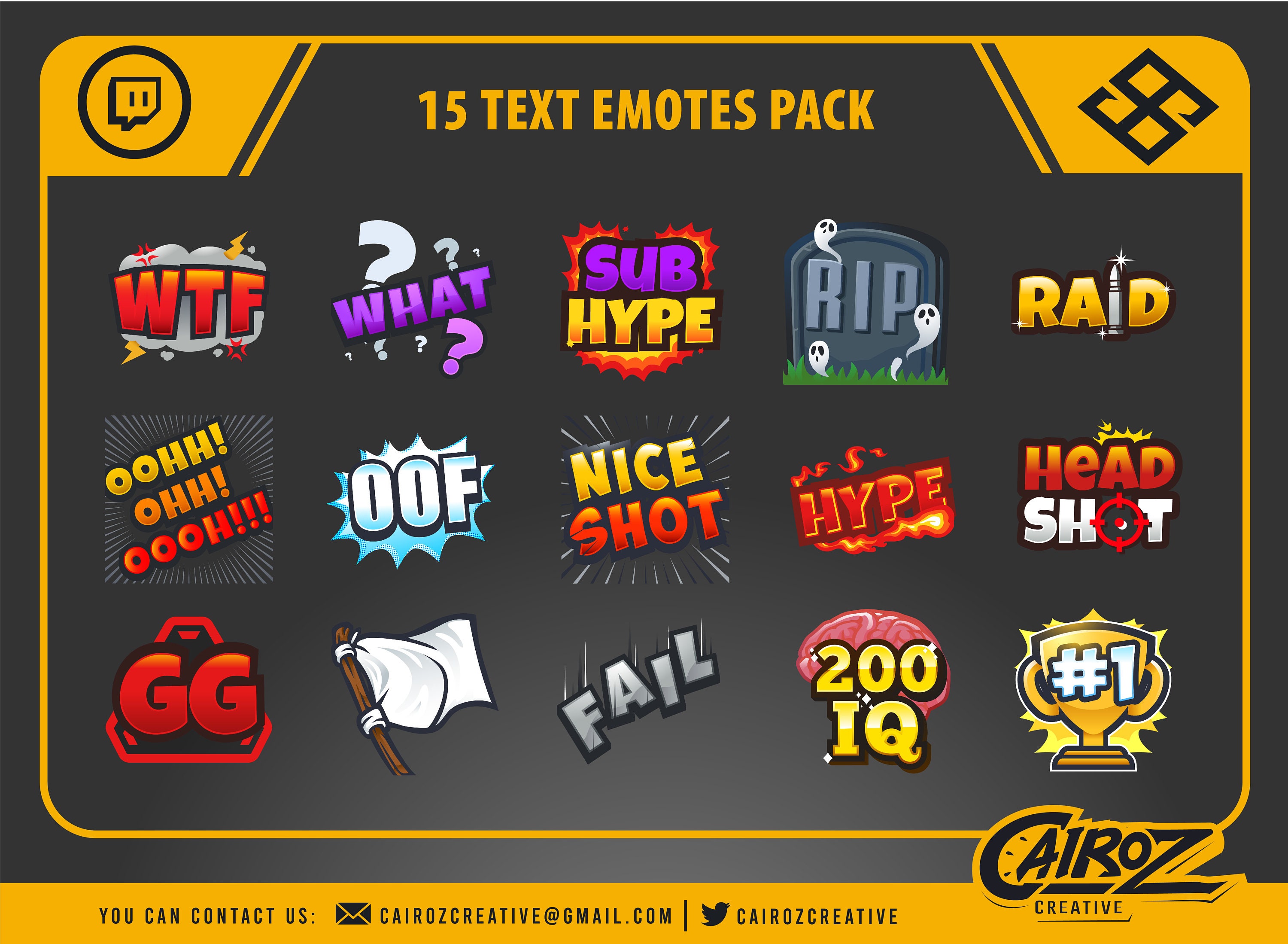 15x Text Twitch Emotes Collection by Cairoz Creative Text Emoji Cute ...