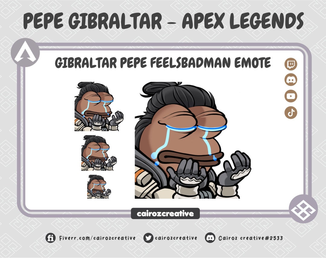 Gibraltar Pepe Feelsbadman Pepe Apex Legends Pepe Twitch - Etsy