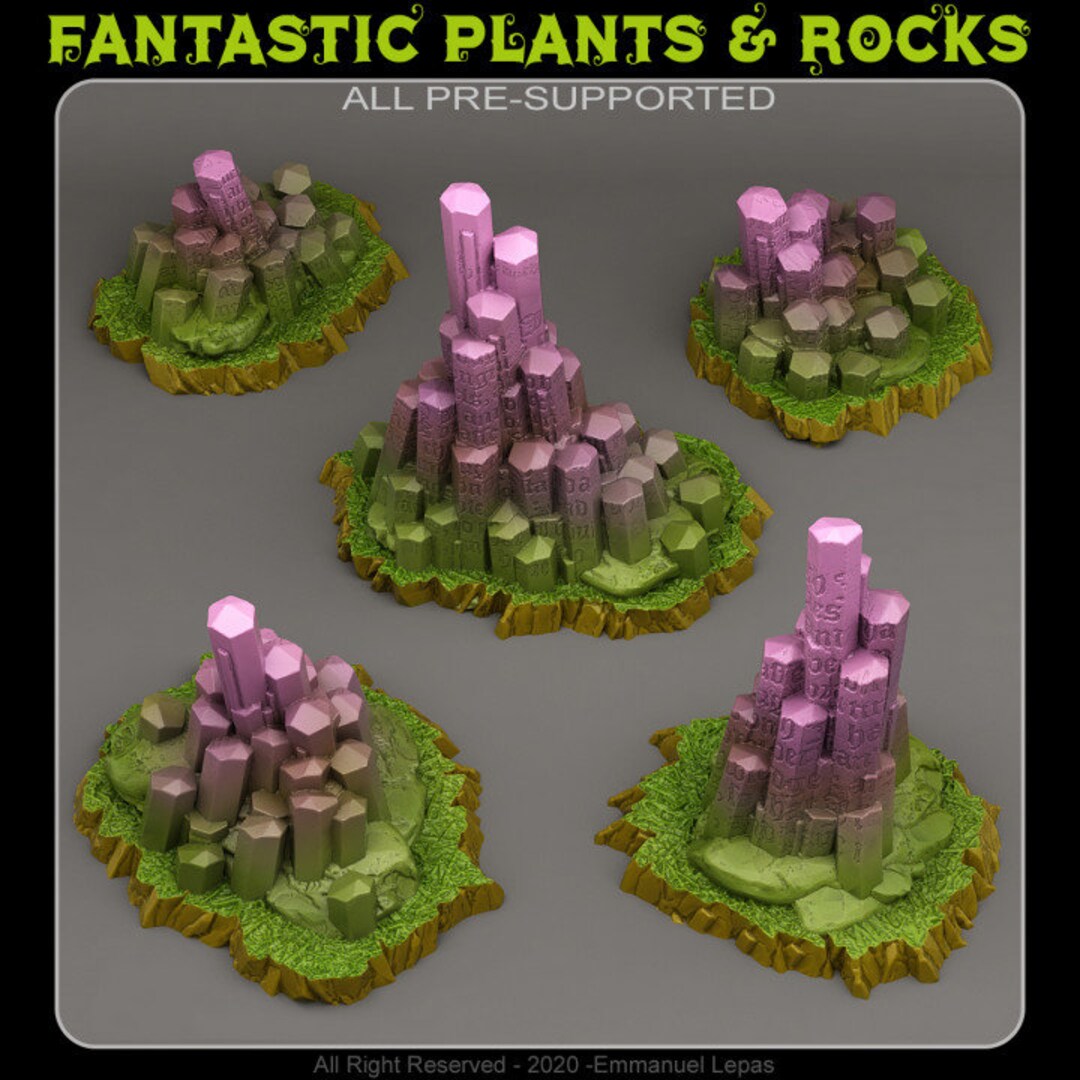 Witcher Crystal Stones-fantastic Plants and Rocks-3d Printed Resin Rpg ...