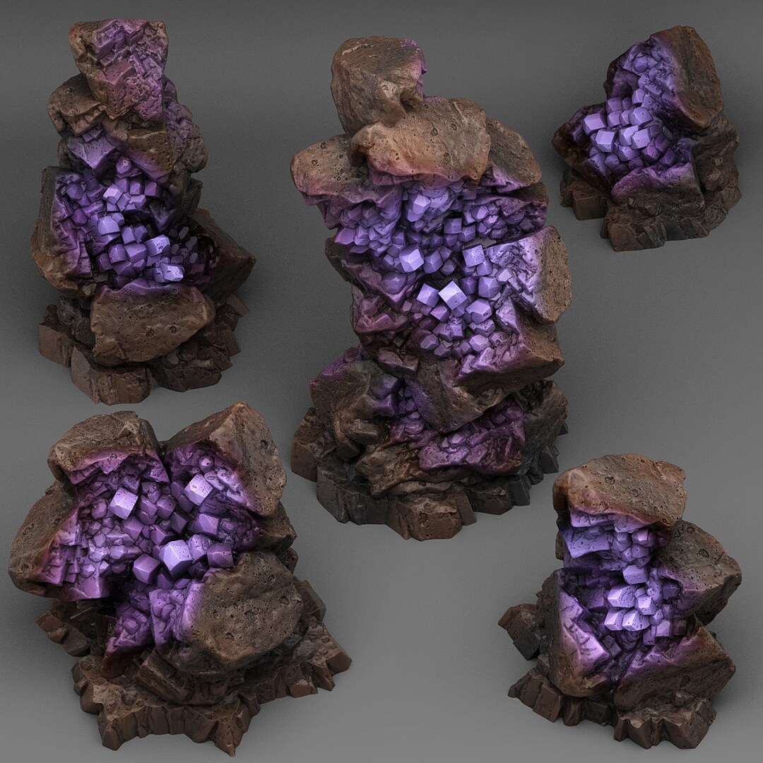 Ancient Hidden Crystals-fantastic Plants and Rocks-3d Printed Resin Rpg ...