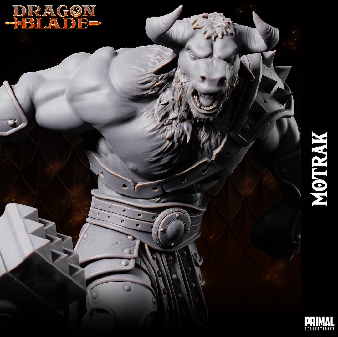 Motrak (minotaur-hammer)-dragonblade-primal Collectibles-3d Printed ...