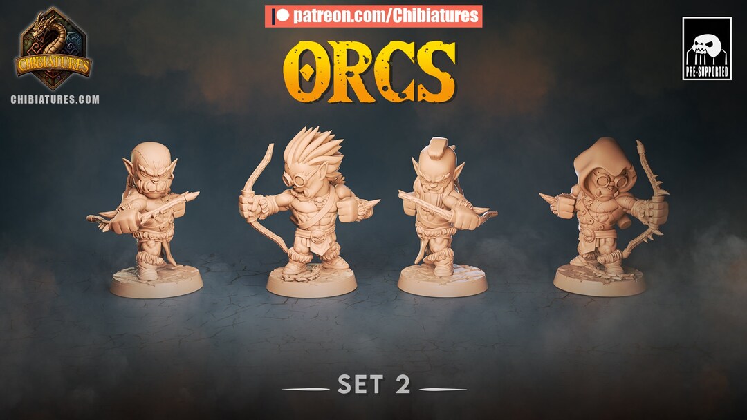 Orcs Set 2-chibiatures-3d Printed Resin Tabletop Rpg/dungeons - Etsy