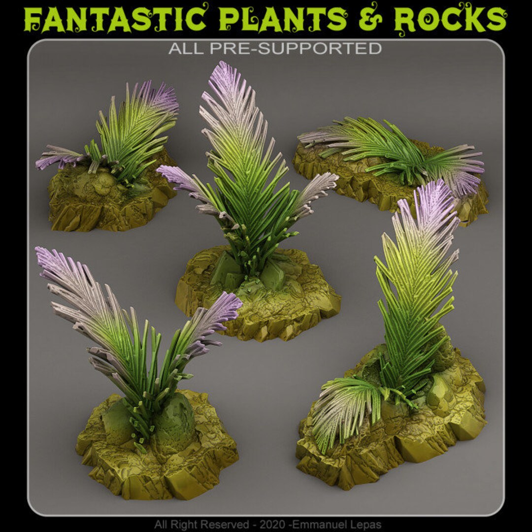 Venusian Ferns-fantastic Plants and Rocks-3d Printed Resin Rpg/dungeons ...