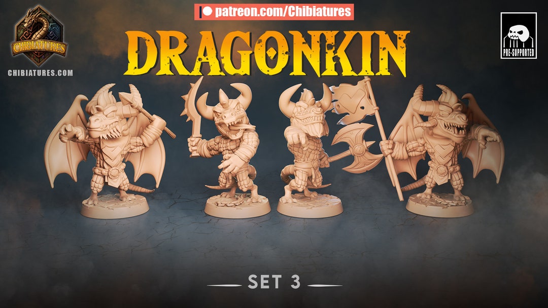 Dragonkin Set 3-chibiatures-3d Printed Resin Tabletop Rpg/dungeons ...