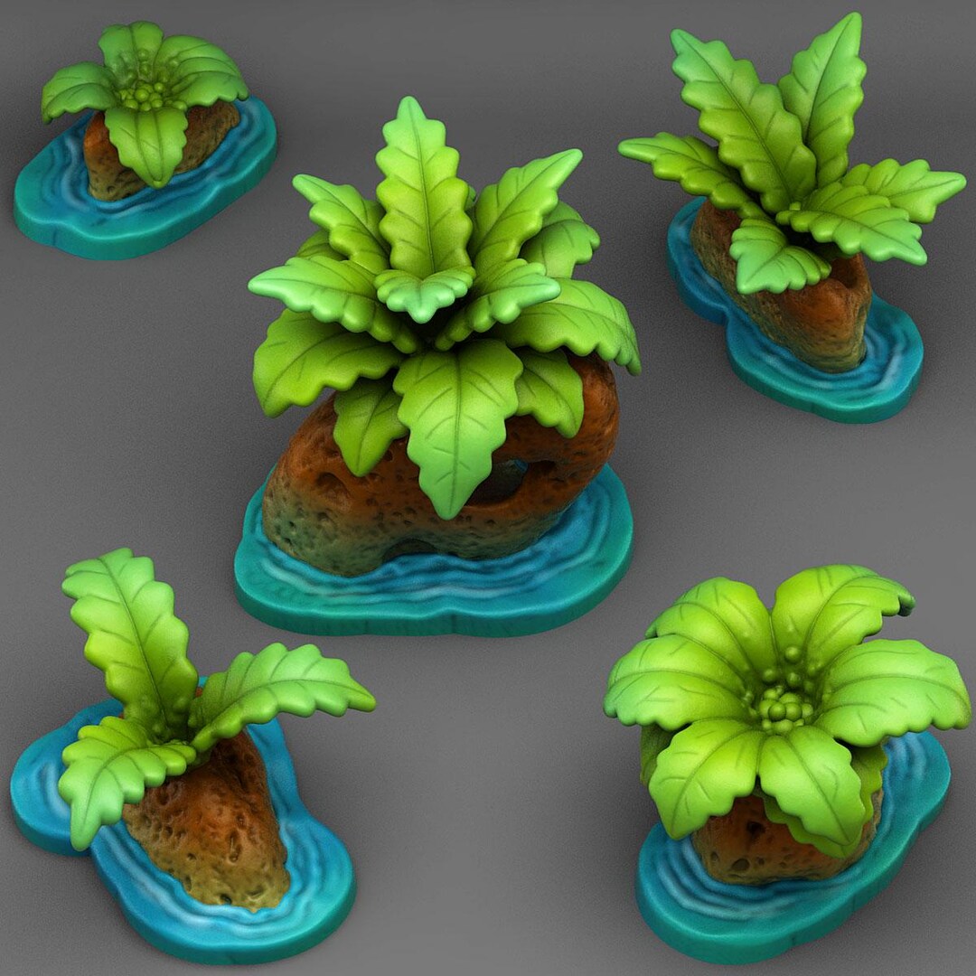 Tropical Coastal Plants-fantastic Plants and Rocks-3d Printed Resin Rpg ...