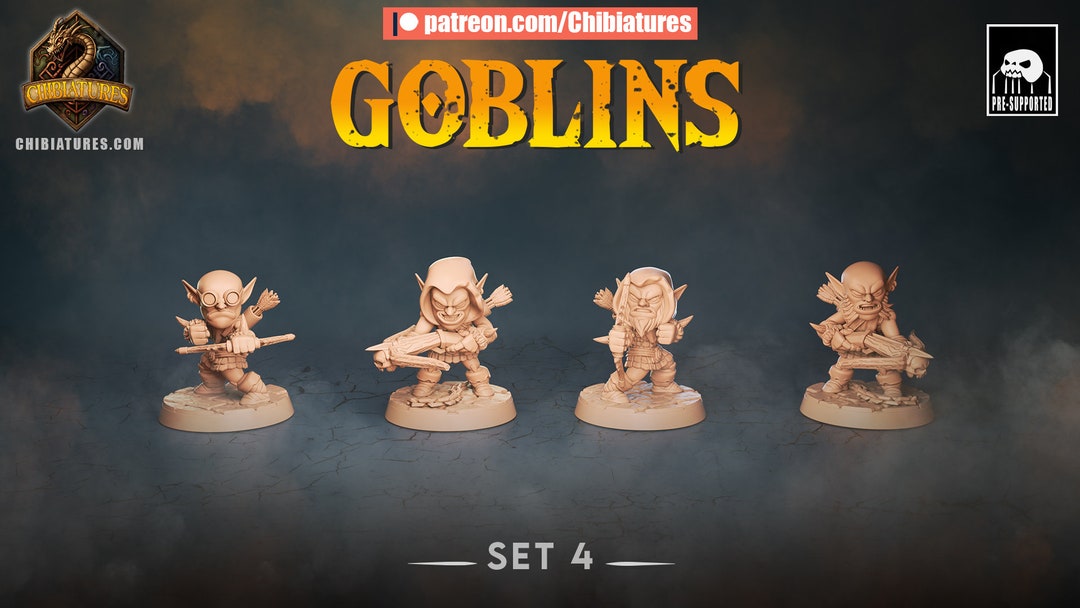 Goblins Set 4-chibiatures-3d Printed Resin Tabletop Rpg/dungeons & Dragons Chibi Miniatures - Etsy