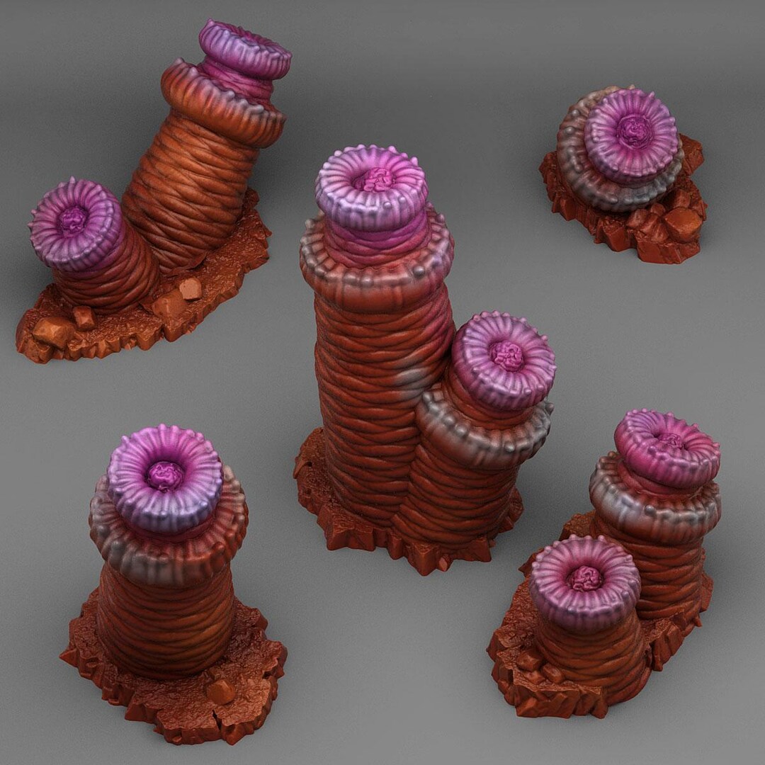Monstrous Worms Plants-fantastic Plants and Rocks-3d Printed Resin Rpg ...
