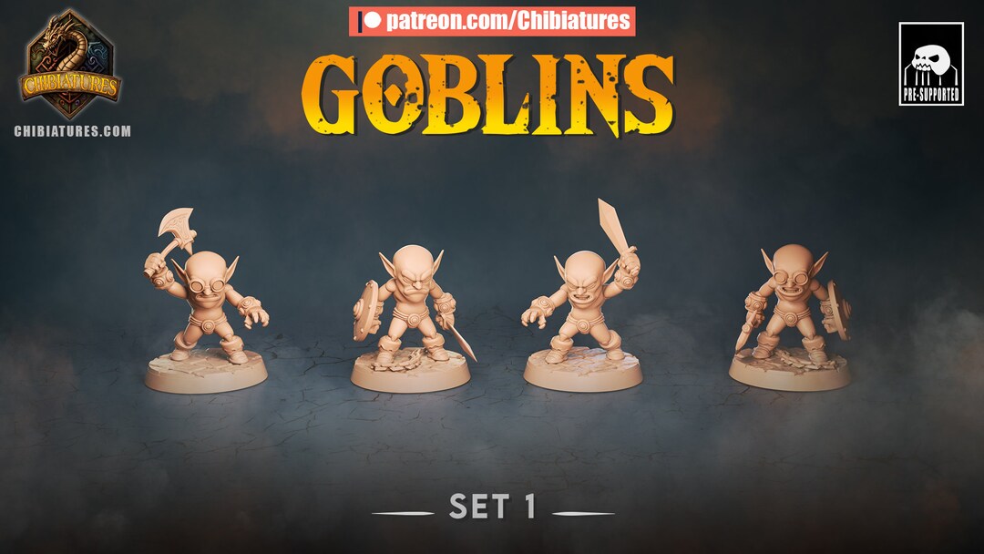 Goblins Set 1-chibiatures-3d Printed Resin Tabletop Rpg/dungeons & Dragons Chibi Miniatures - Etsy