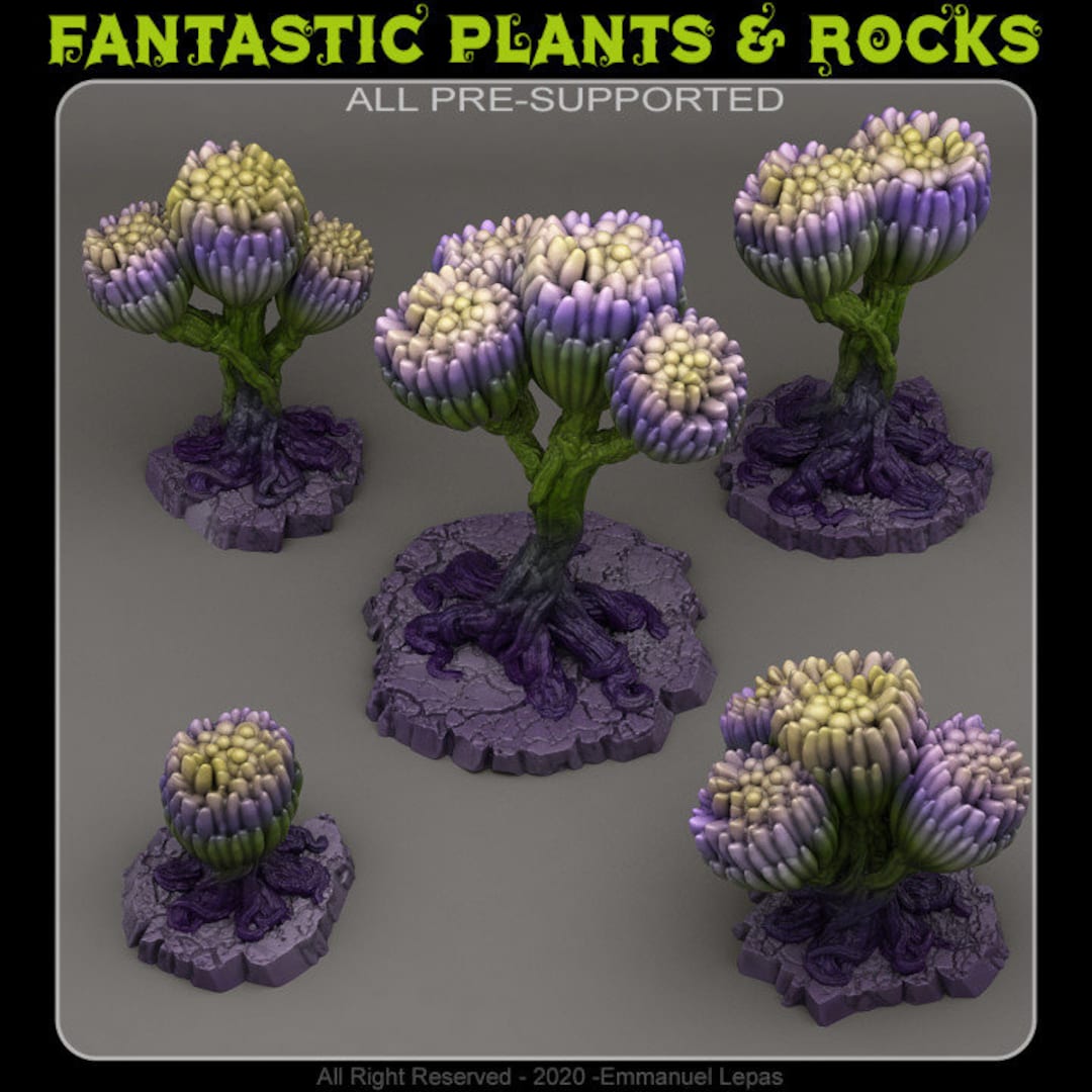 Sci-fi Unknown Flowers-fantastic Plants and Rocks-3d Printed Resin Rpg ...