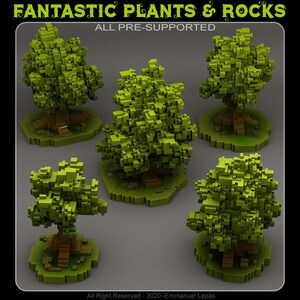 Pixel Trees-fantastic Plants and Rocks-3d Printed Resin Rpg/dungeons ...