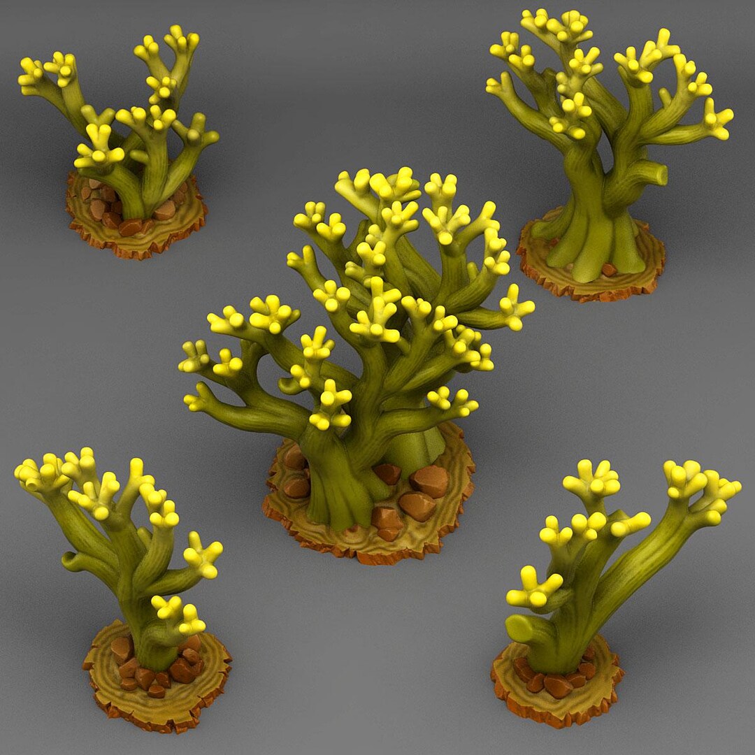 Luminous Desert Plants-fantastic Plants and Rocks-3d Printed Resin Rpg ...