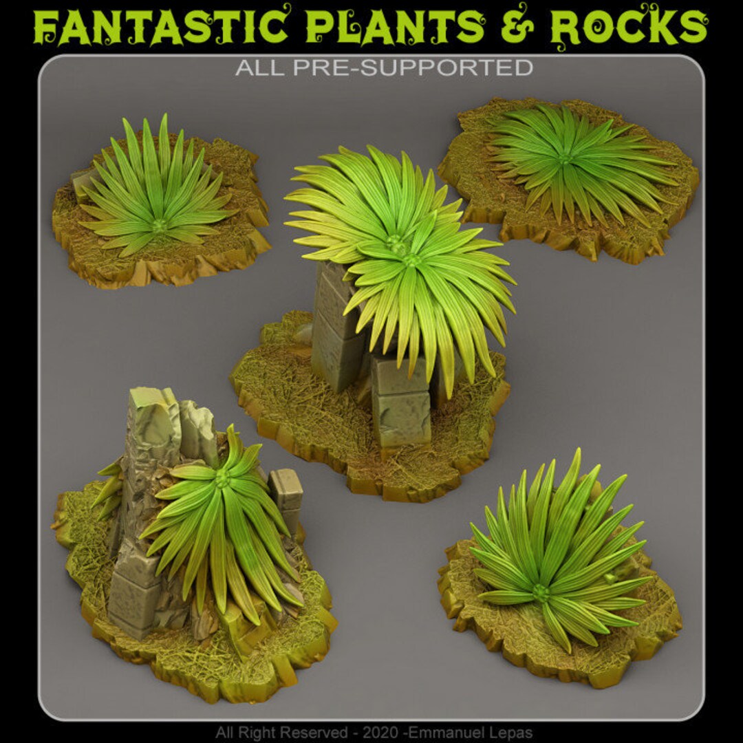 Aztec Plants-fantastic Plants and Rocks-3d Printed Resin Rpg/dungeons ...