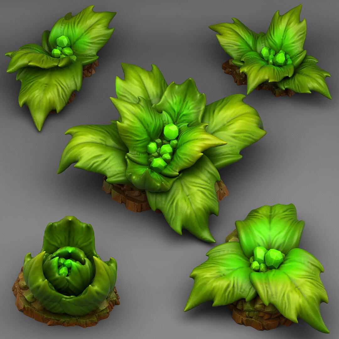 Crystal Tropical Plants-fantastic Plants and Rocks-3d Printed Resin Rpg ...