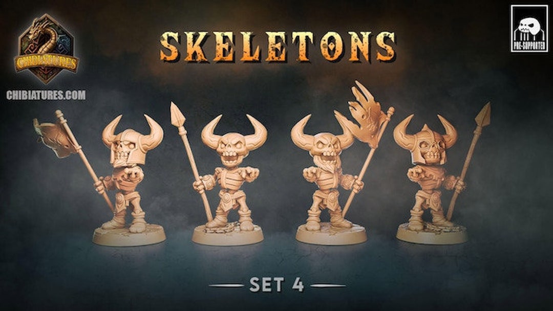 Skeletons Set 4-chibiatures-3d Printed Resin Tabletop Rpg/dungeons ...