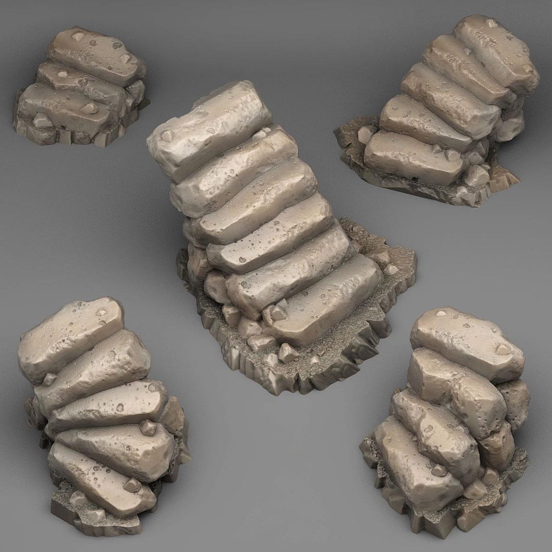 Natural Stone Stairs-fantastic Plants and Rocks-3d Printed Resin Rpg ...